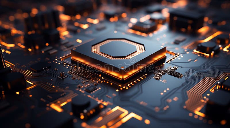 Artificial Intelligence Core Processors on Dark Background Stock ...