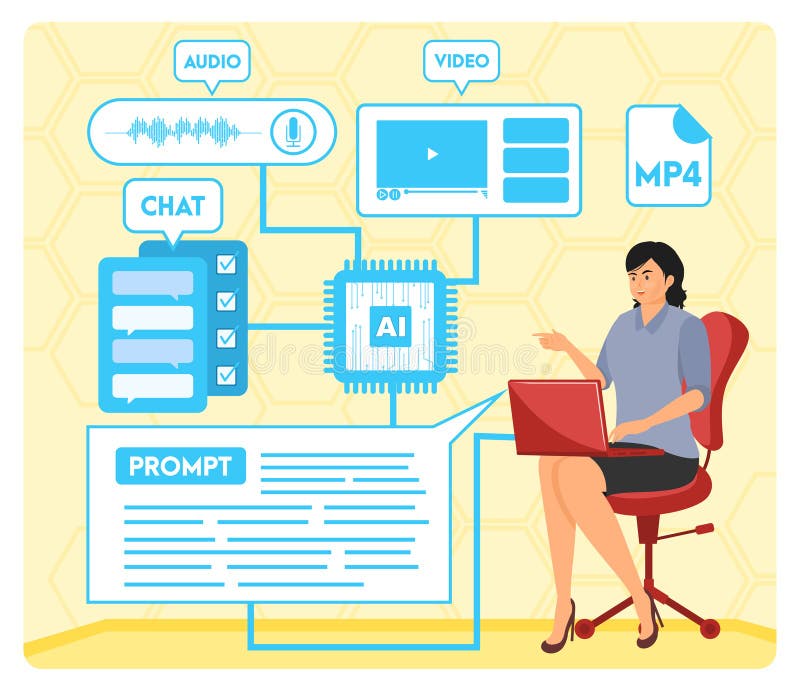 Artificial Intelligence Created Generate Art with Prompt. Stock Vector ...