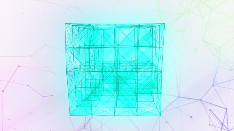 Artificial Intelligence Creating Blue Gradient Plexus Cubic 3D Figure ...