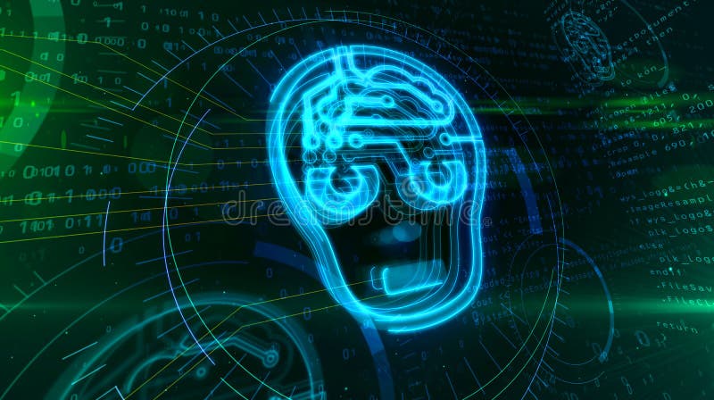 Artificial Intelligence with Cyber Head Symbol Stock Illustration ...