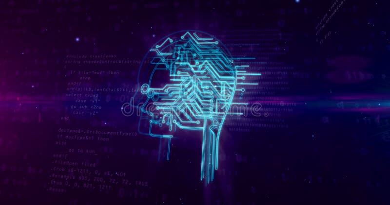 Artificial Intelligence with Cyber Head Symbol Stock Video - Video of ...