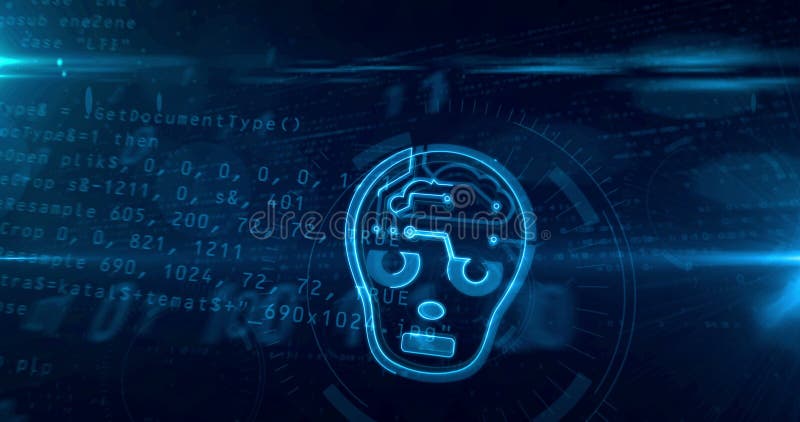Artificial Intelligence with Cyber Head Symbol Loop Stock Video - Video ...