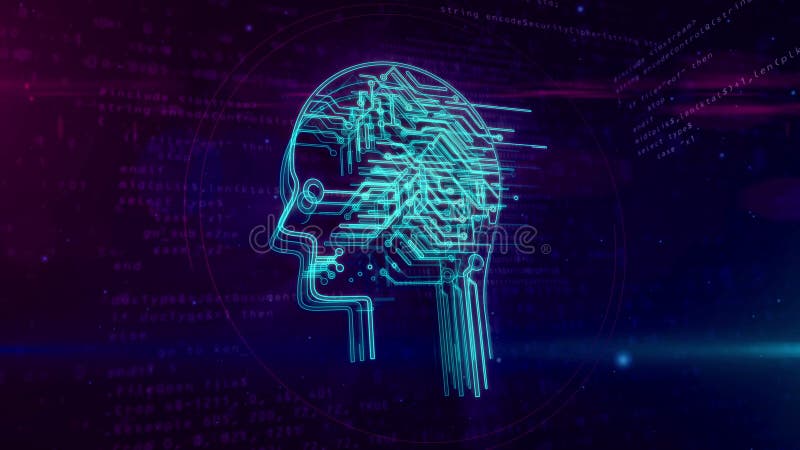 Artificial Intelligence with Cyber Head Symbol Loop Stock Footage ...