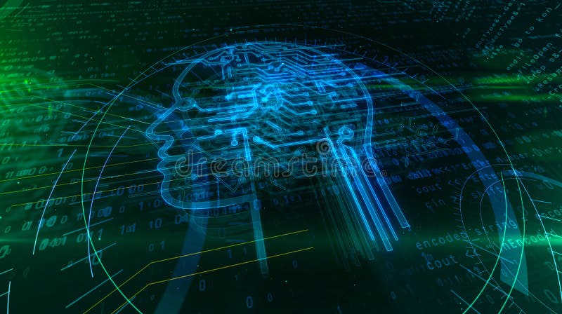 Artificial Intelligence with Cyber Head Symbol Stock Illustration ...
