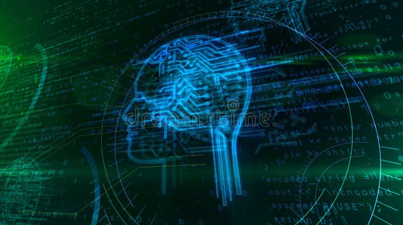 Artificial Intelligence with Cyber Head Symbol Stock Illustration ...