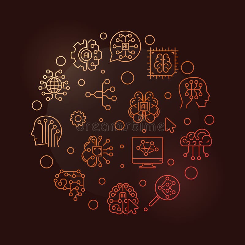 AI Mind Vector Artificial Intelligence Brain Line Seamless Pattern ...