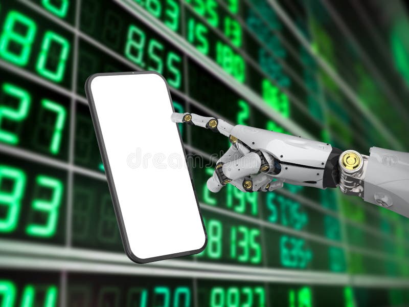 Artificial Intelligence Cyborg or Robot with Mobile Phone Stock ...