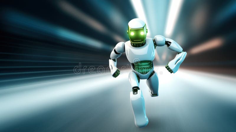 Artificial Intelligence 3D Robot Running on Solid Background with Copy ...