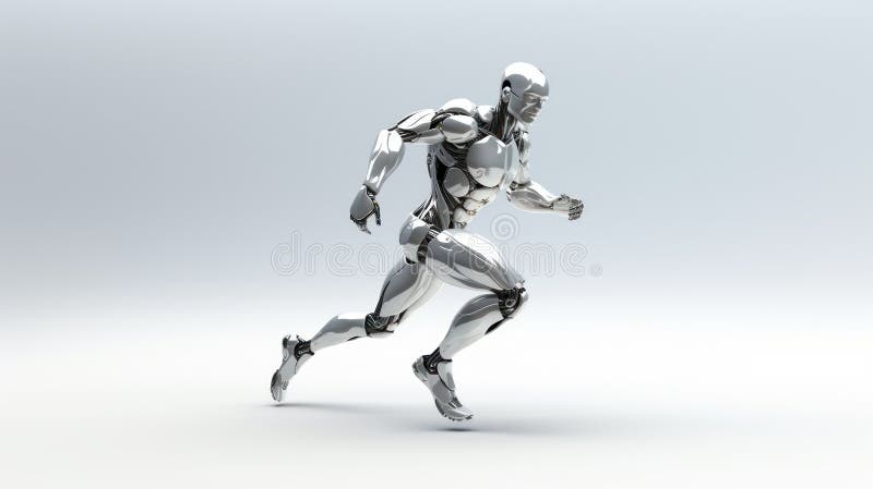 Artificial Intelligence 3D Robot Running on Solid Background with Copy ...