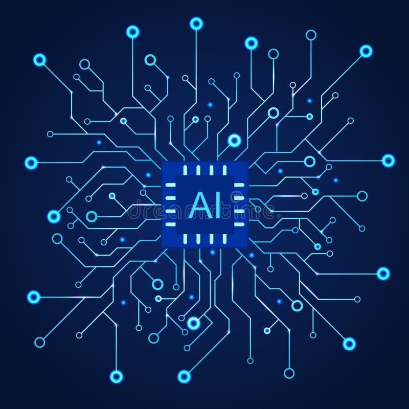 Artificial Intelligence Dark Blue Background Stock Vector ...
