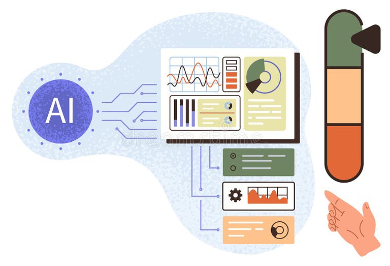 Artificial Intelligence Dashboard with Data Visualization and Progress Indicator Stock Vector ...