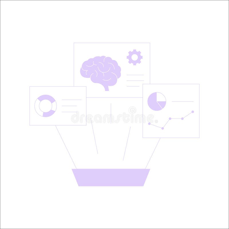 Artificial Intelligence Data Analysis on Screens in Flat Vector ...