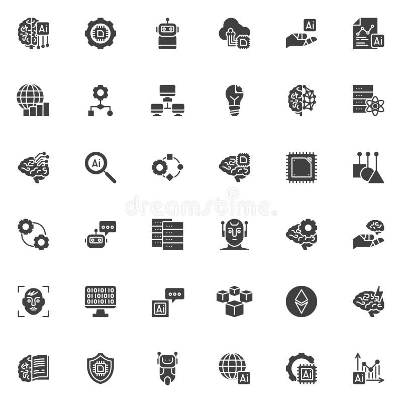 Artificial Intelligence and Data Analytics Vector Icons Set Stock ... Artificial Intelligence and Data Analytics Vector Icons Set Stock ...