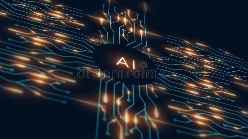AI Processor on Motherboard, Artificial Intelligence, High Tech Hardware, Digital Circuitry ...