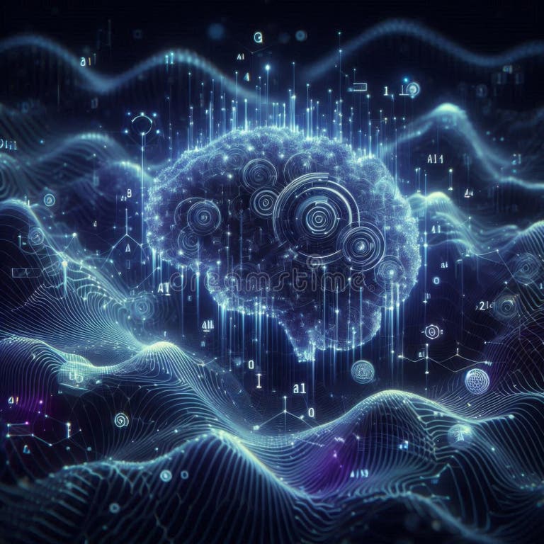 Artificial Intelligence Data Pathways. Blockchain Field Interactions Stock Illustration ...