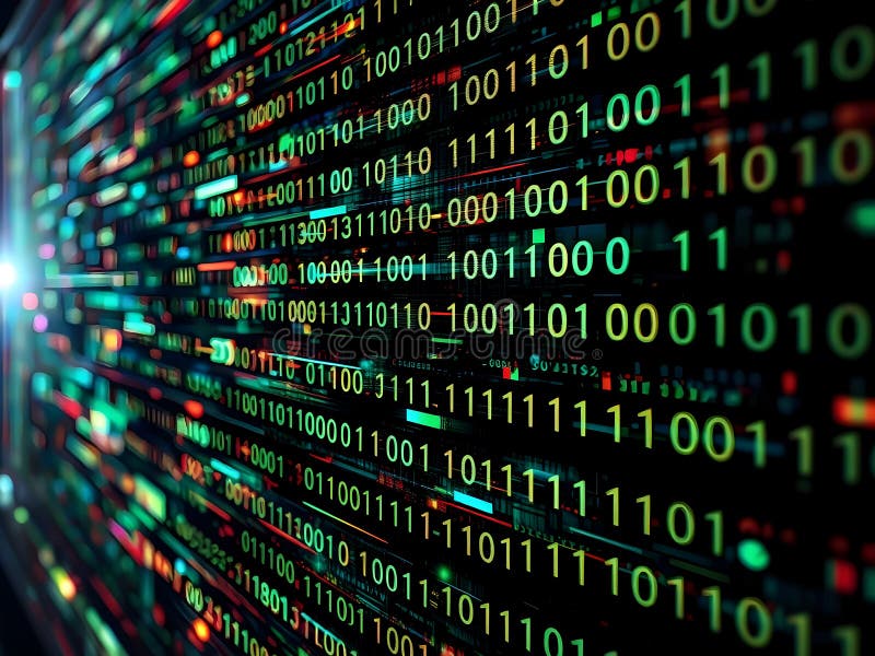 Artificial Intelligence Data Transfer with 1 and 0 Green Binary Code Stock Illustration ...