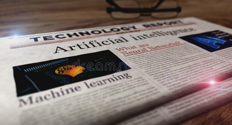 Artificial Intelligence Neural Networks Newspaper on Table Stock ...