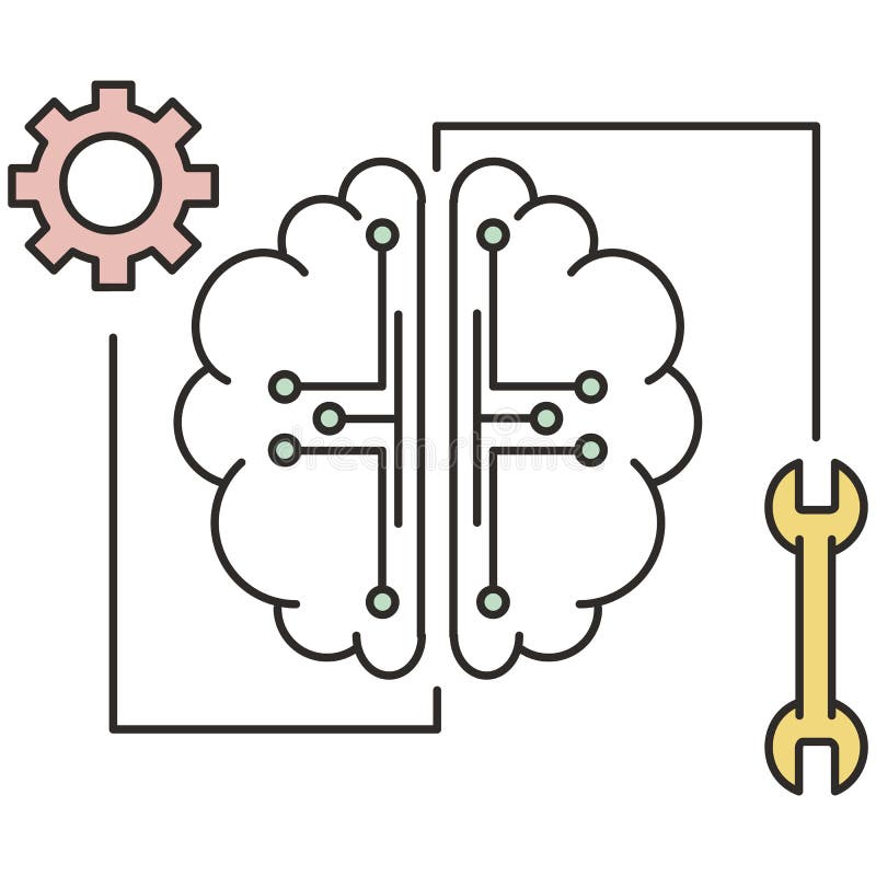 Artificial Intelligence Development Icon Vector Brain and Tools Design ...