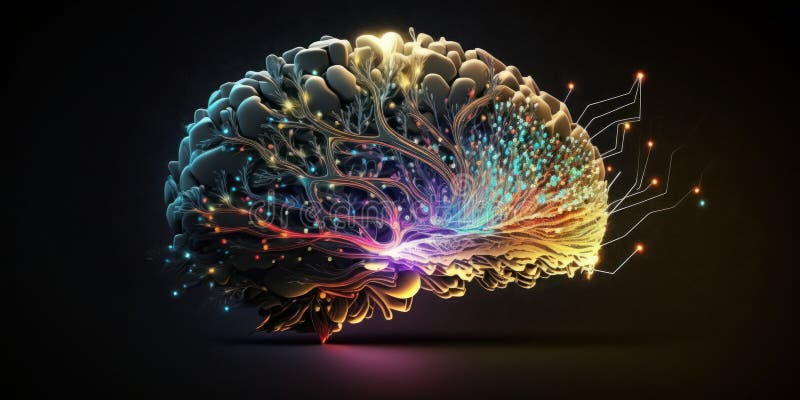 Artificial Intelligence Digitaal Brein Stock Illustratie - Illustration ...