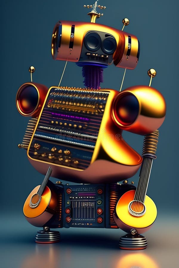 A music robot, digital art stock illustration. Illustration of iron ...