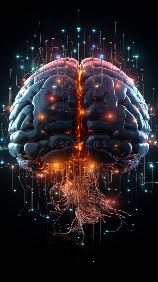 Artificial Intelligence Digital Concept with Brain Shape Stock ...