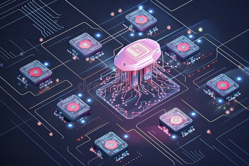 Artificial Intelligence Digital Concept Illustrate of Modern Internet ...