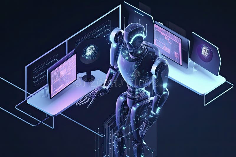 Artificial Intelligence Digital Concept Illustrate of Modern Internet ...