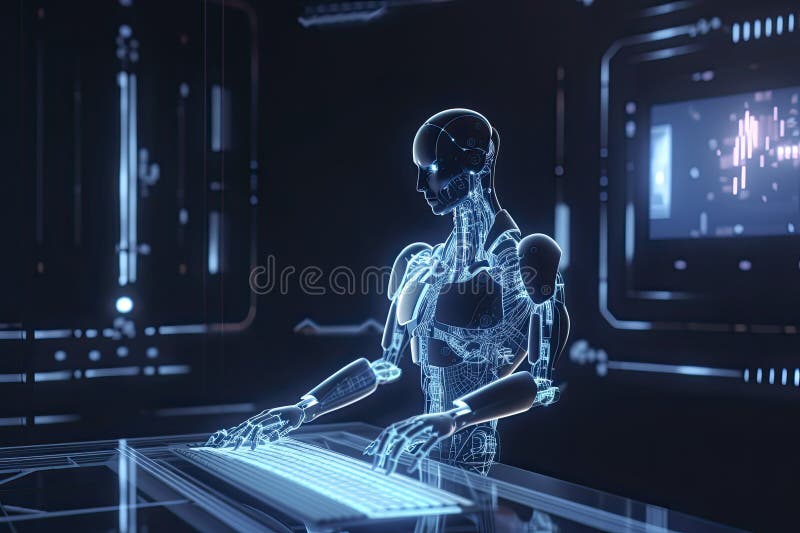 Artificial Intelligence Digital Concept Illustrate of Modern Internet ...