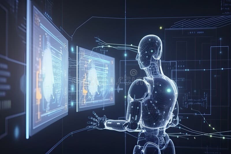 Artificial Intelligence Digital Concept Illustrate of Modern Internet ...