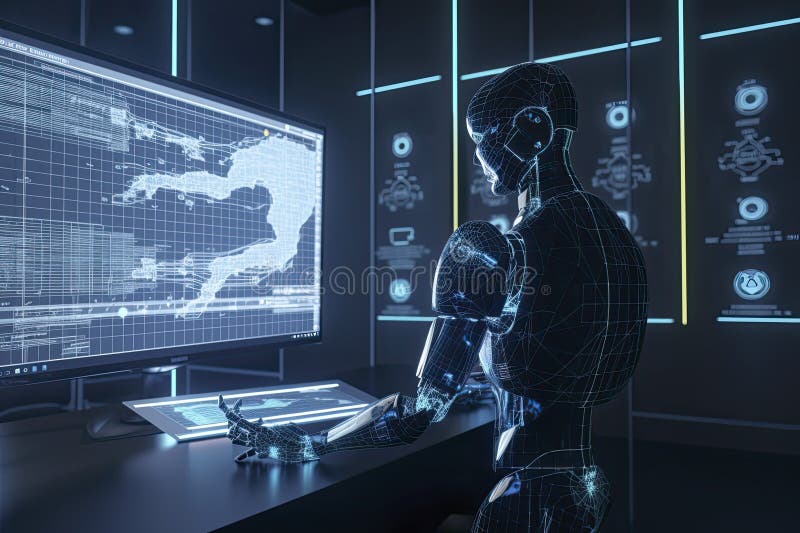 Artificial Intelligence Digital Concept Illustrate of Modern Internet ...