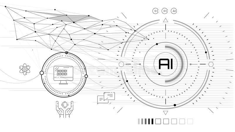 Artificial Intelligence with Digital Data Analysis and Machine Learning. Stock Vector ...