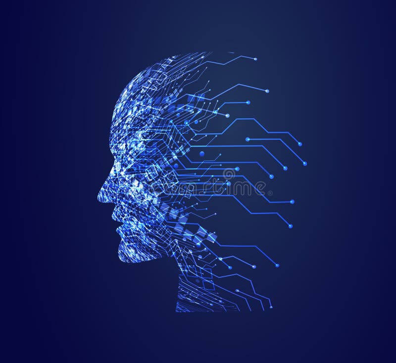 Artificial Intelligence Digital Face Design Stock Vector - Illustration ...