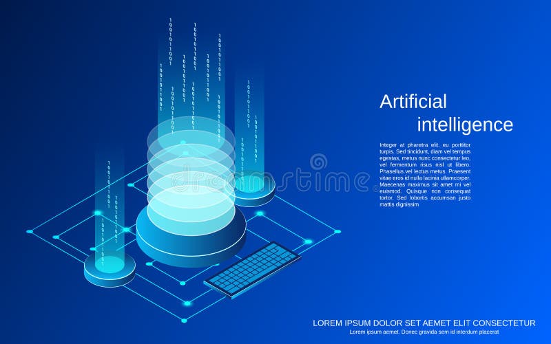 Digital Mind Isometric Vector Concept Stock Vector - Illustration of ...