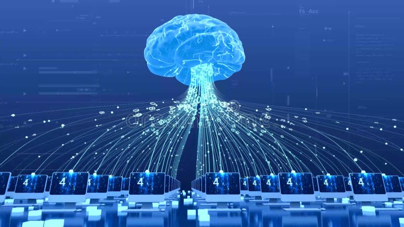 Artificial Intelligence Displays Brain Data Flow Stock Video - Video of ...