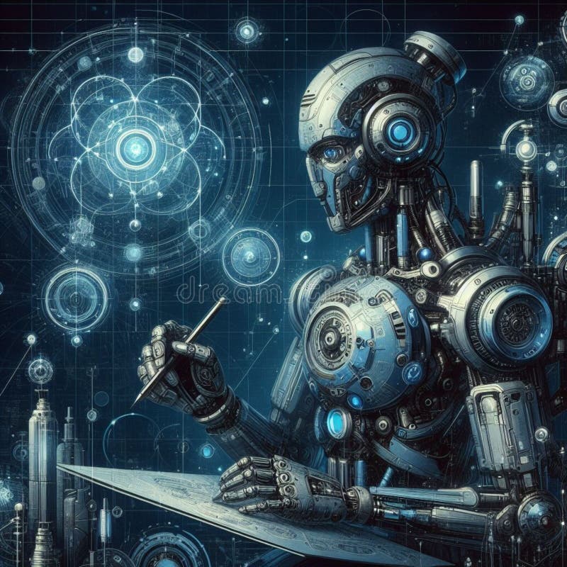 Artificial Intelligence Drawing Era Illustration, Modern Technology ...
