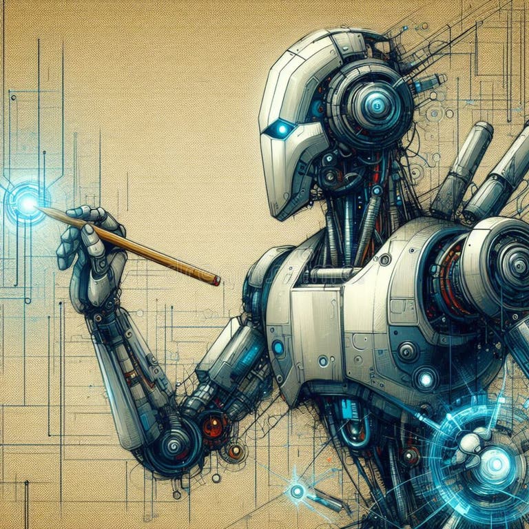 Artificial Intelligence Drawing Era Illustration, Modern Technology ...
