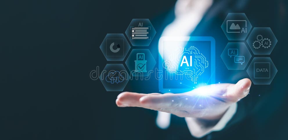 Artificial Intelligence Ecosystem Concept Showing Digital Brain ...