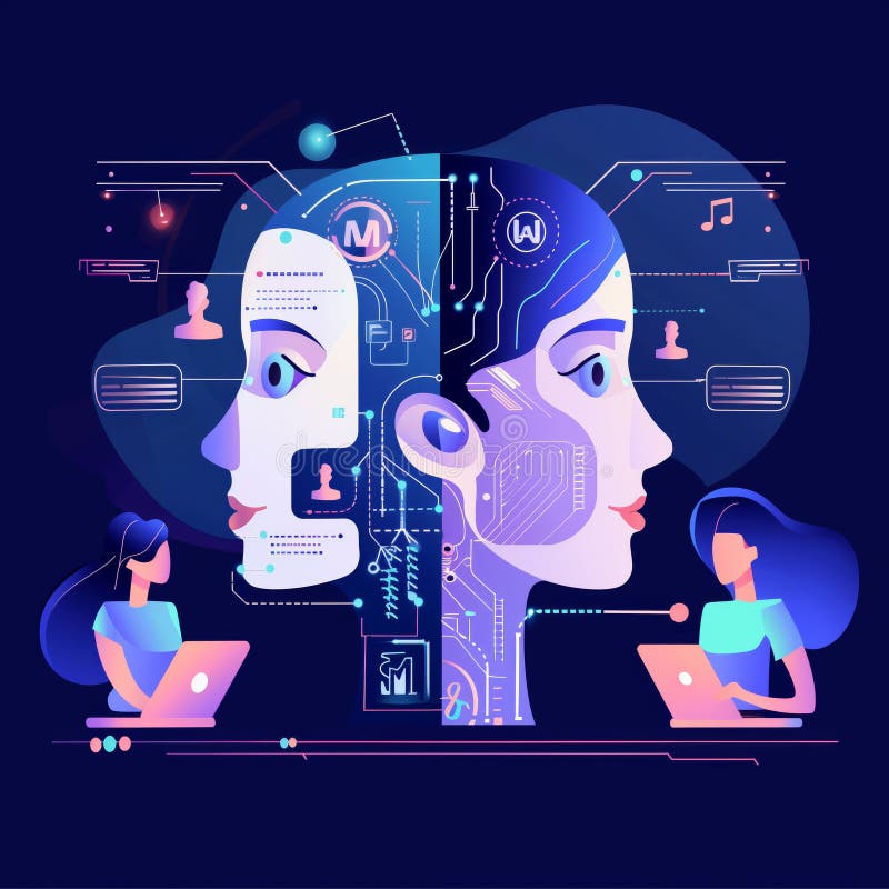 Artificial Intelligence Education Technology Illustration with Female ...