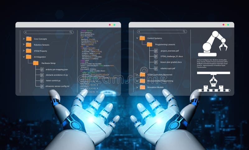 AI-powered File System and Robotics Programming Education Parse Stock Illustration ...
