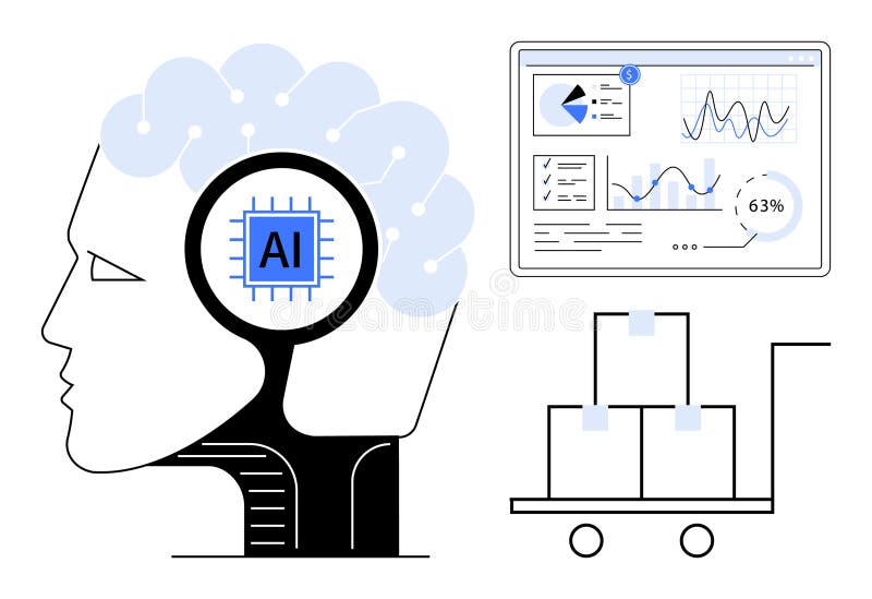 Artificial Intelligence Enhancing Data Analysis and Supply Chain Automation Stock Illustration ...