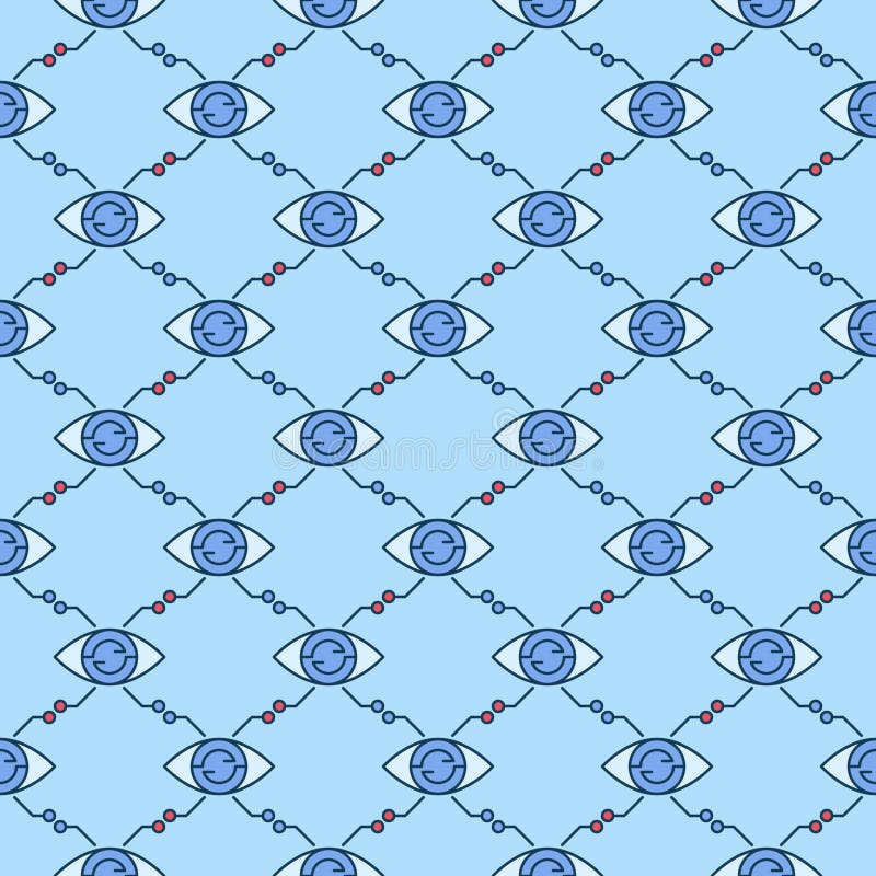Artificial Intelligence Eye Vector AI Vision Colored Seamless Pattern ...