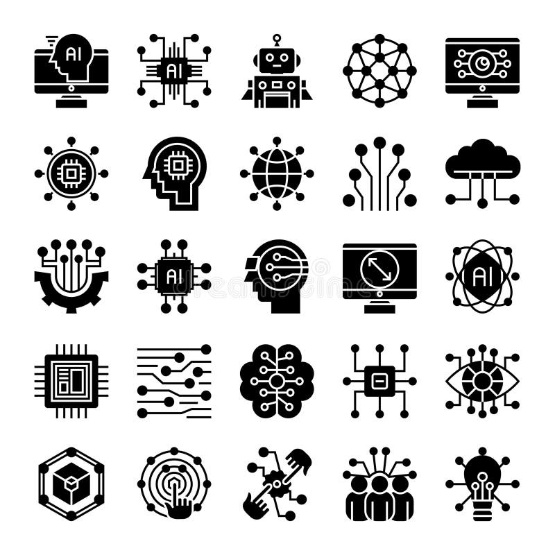 Artificial Intelligence Fill Stock Vector - Illustration of internet ...