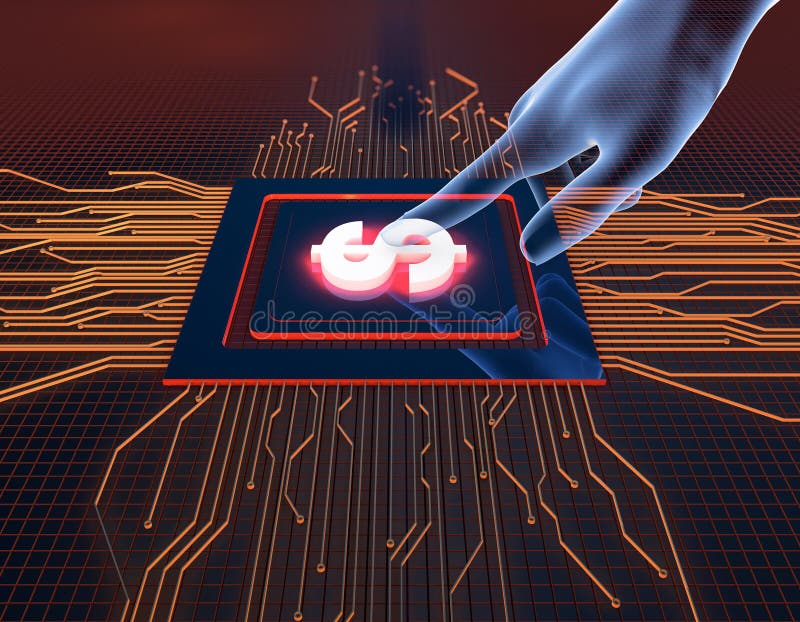 Human Intelligent Technology and Dollar Currency Symbol, Data ...