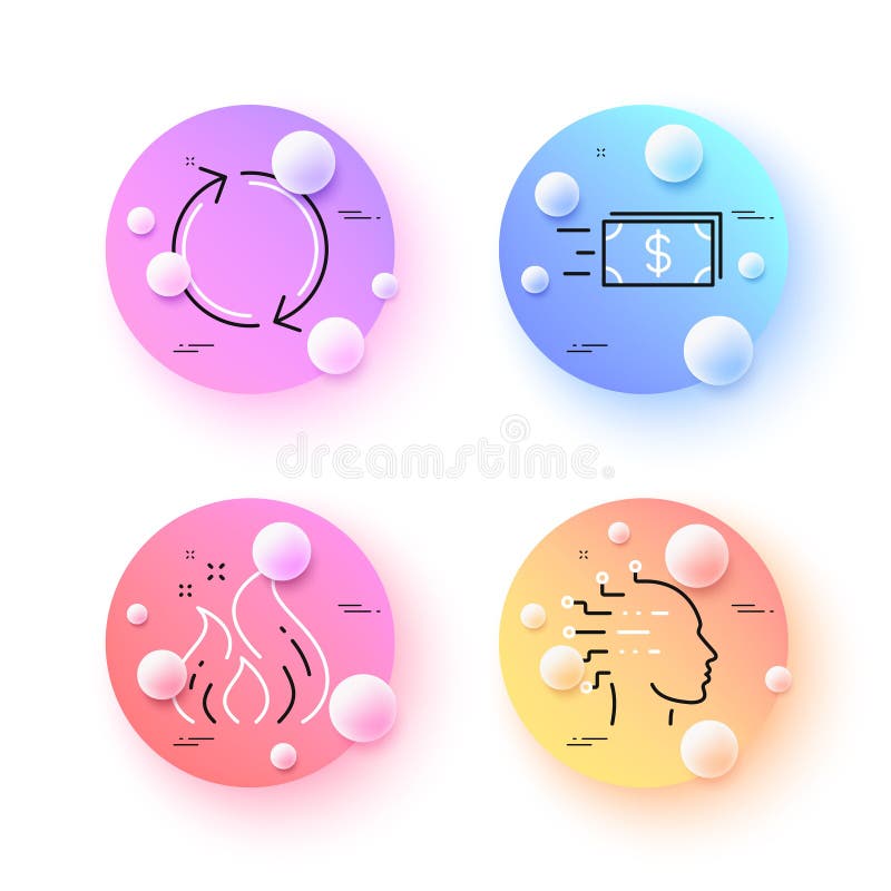 Artificial Intelligence, Fire Energy and Refresh Minimal Line Icons ...