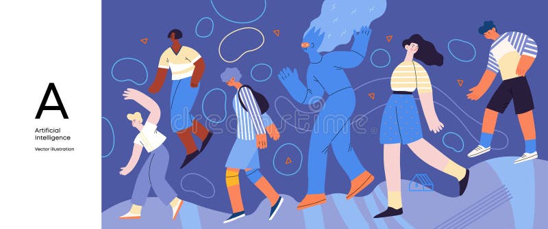 Artificial Intelligence Flat Vector Illustration - AI and Humanity ...