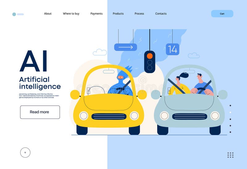 Artificial Intelligence Flat Vector Illustration - Driving Stock Vector ...