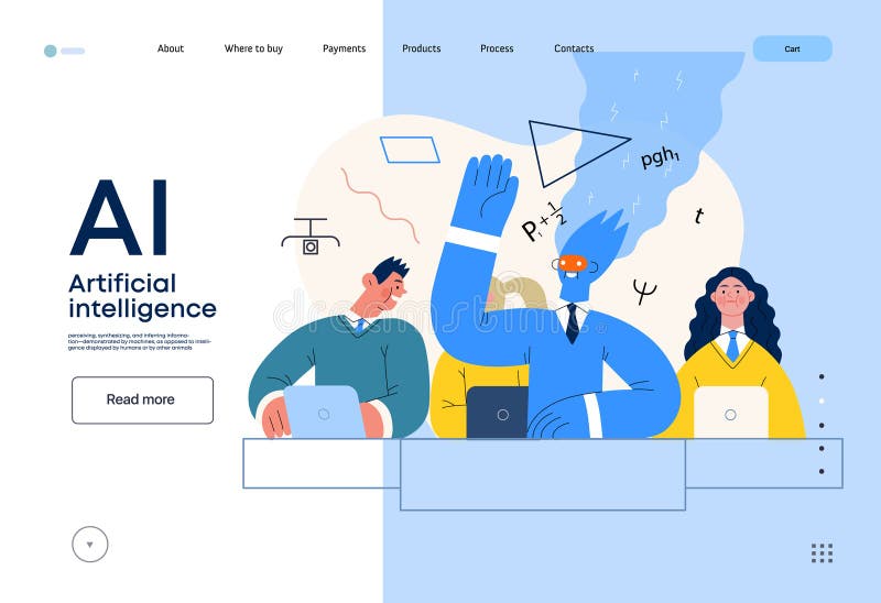 Artificial Intelligence Flat Vector Illustration - Studies Stock Vector - Illustration of ...