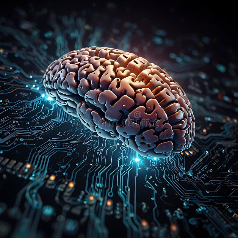 Cybernetic Brain Electronic Chip in Form of Human Brain.Virtual Space ...