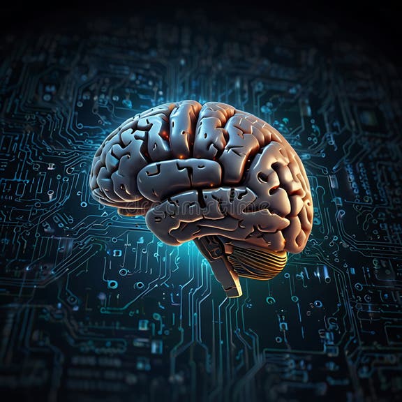 Cybernetic Brain Electronic Chip in Form of Human Brain.Virtual Space ...