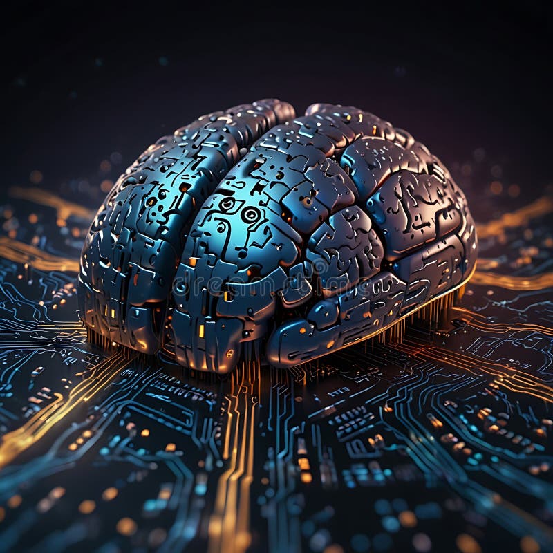 Cybernetic Brain Electronic Chip in Form of Human Brain.Virtual Space ...